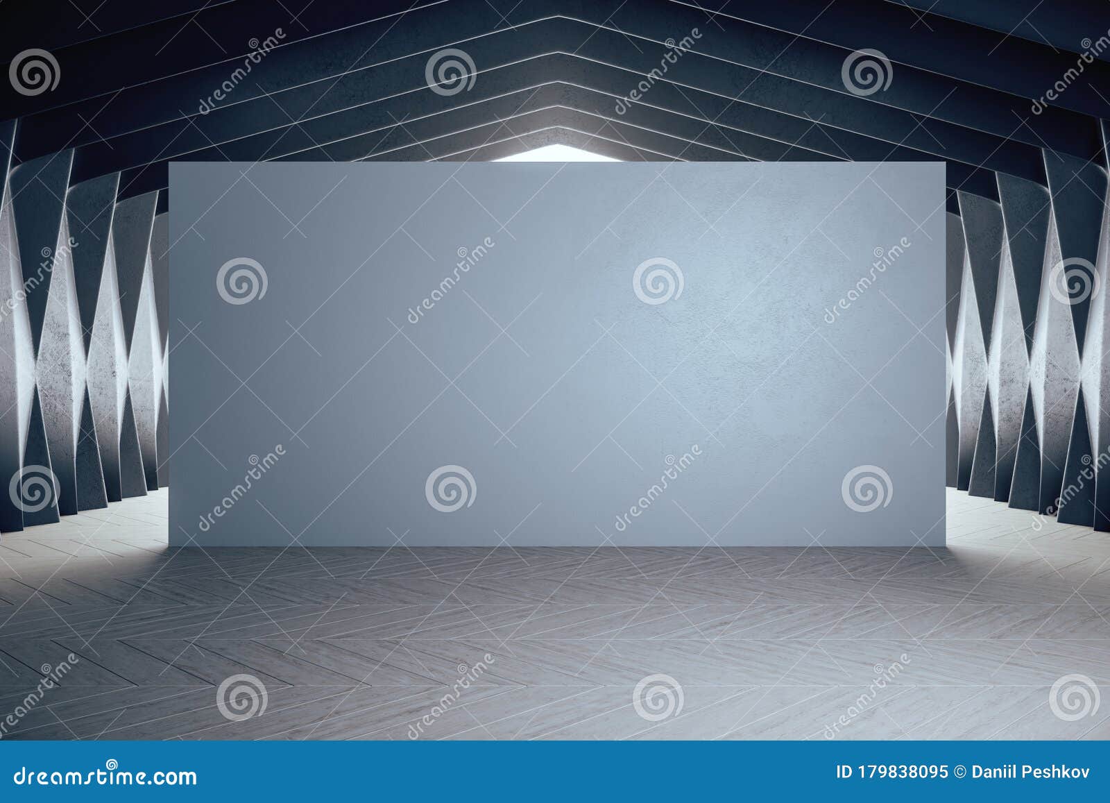 Clean Gallery Hall with Empty Wall Stock Illustration - Illustration of ...