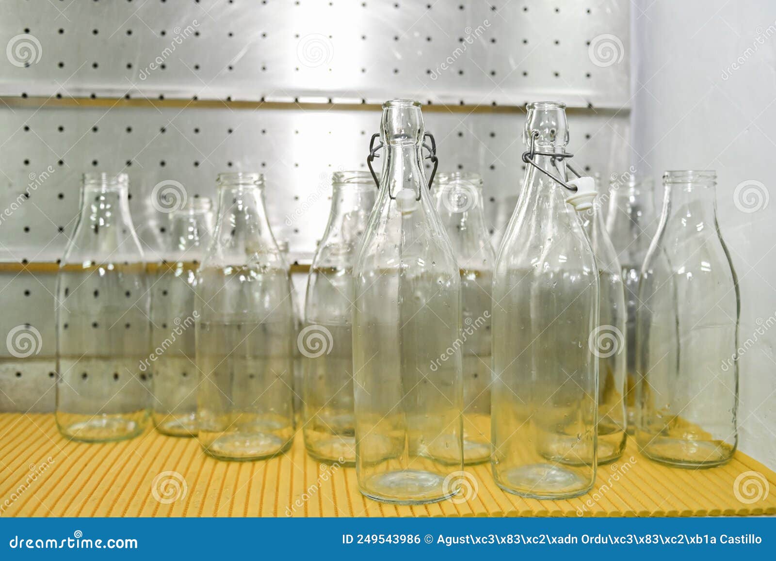 Clean Glass Bottles, for Filling Milk Stock Photo - Image of natural ...