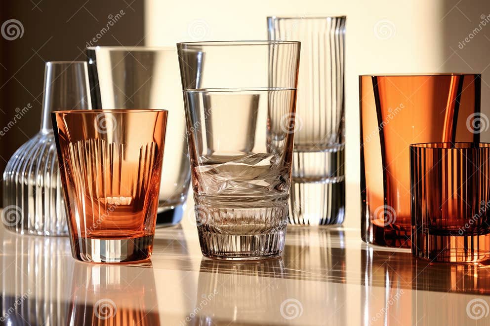 Clean Glassware Reflecting Sunlight Stock Image - Image of reflecting ...