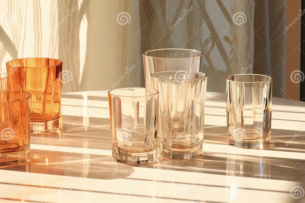 Clean Glassware Reflecting Sunlight Stock Photo - Image of luminosity ...