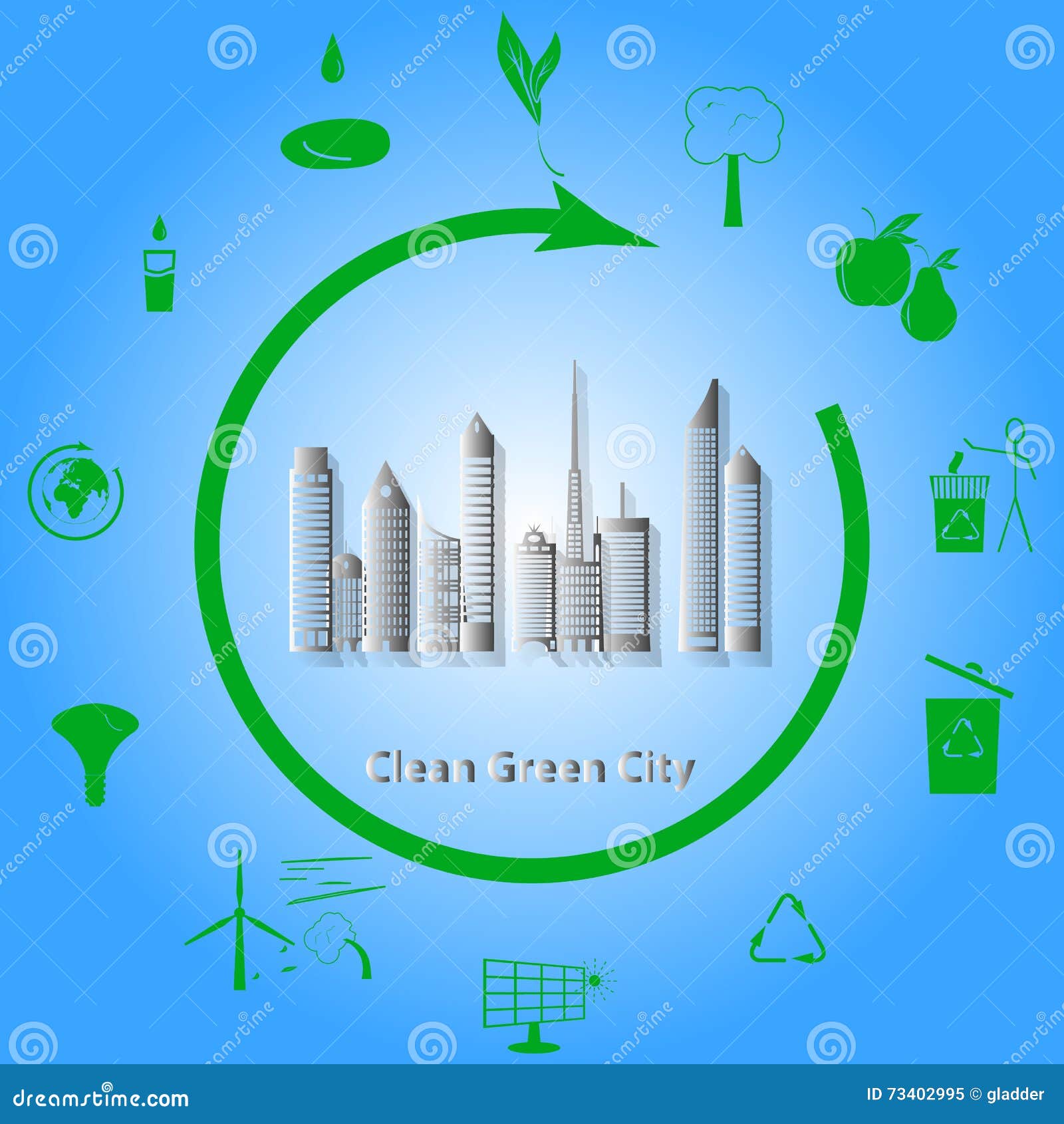Clean Green City stock illustration. Illustration of mill - 73402995