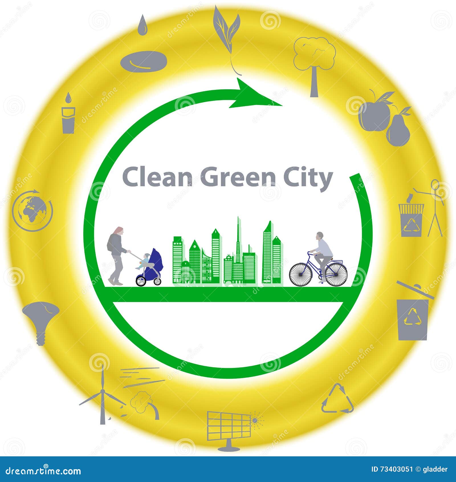 Clean Green City stock illustration. Illustration of ecosystem - 73403051