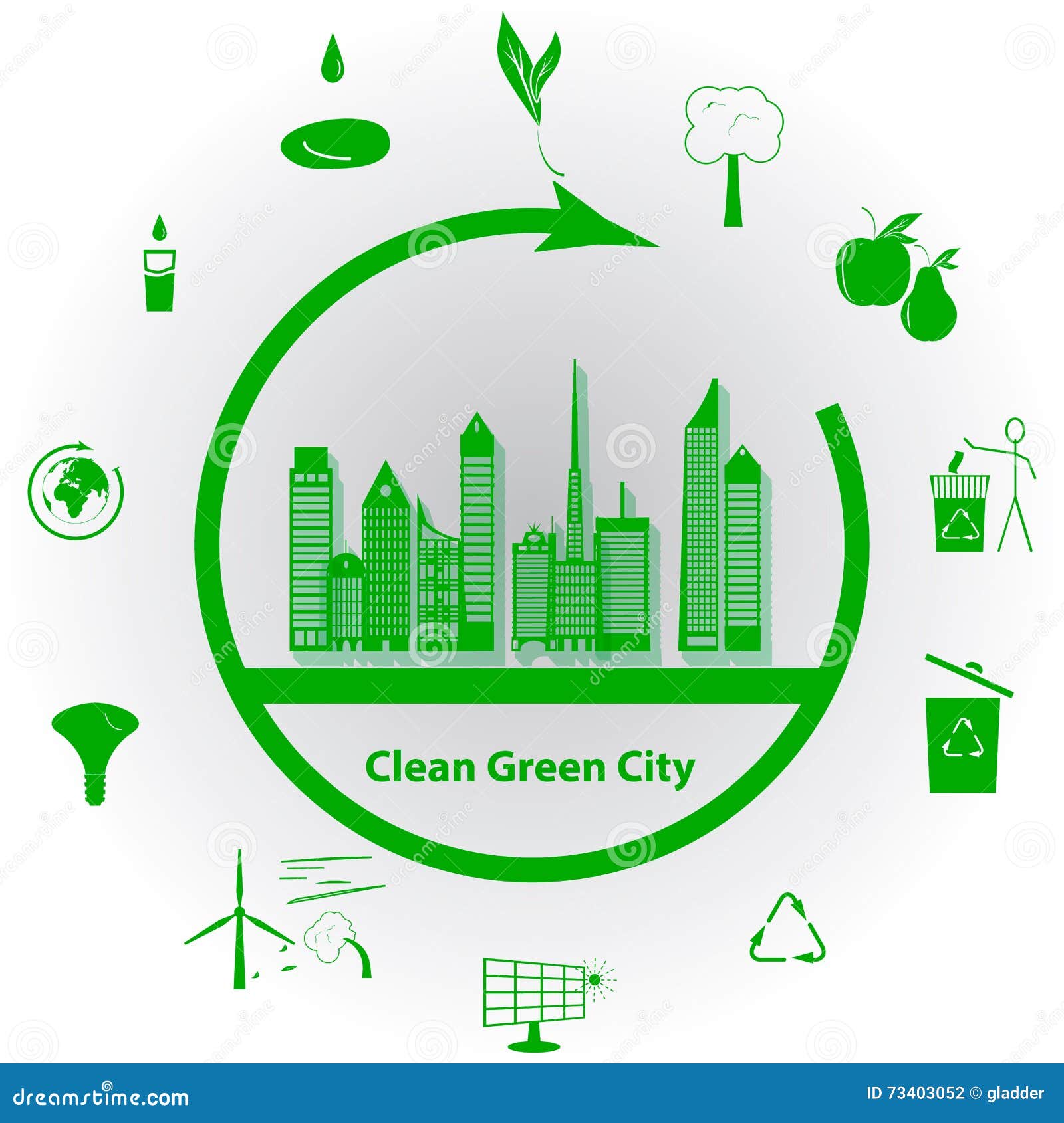 Clean Green City stock illustration. Illustration of ecological - 73403052