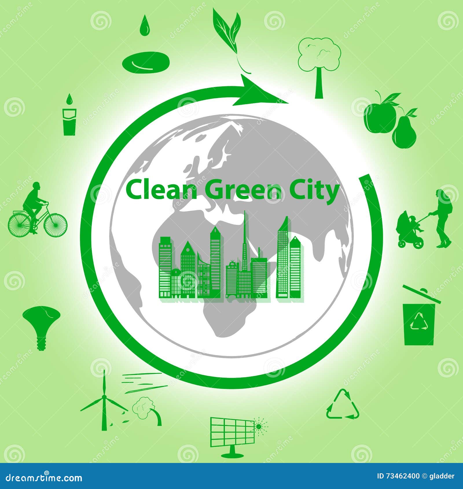 Clean Green City stock illustration. Illustration of design - 73462400