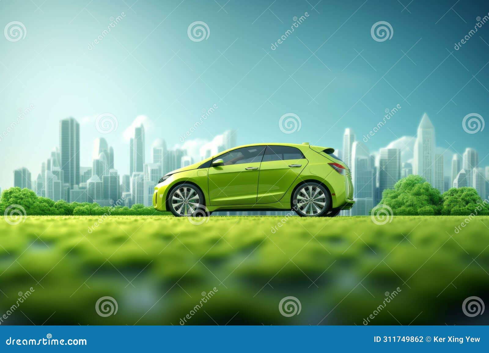 Clean and Green Mobility: Electric Car with Renewables Stock ...