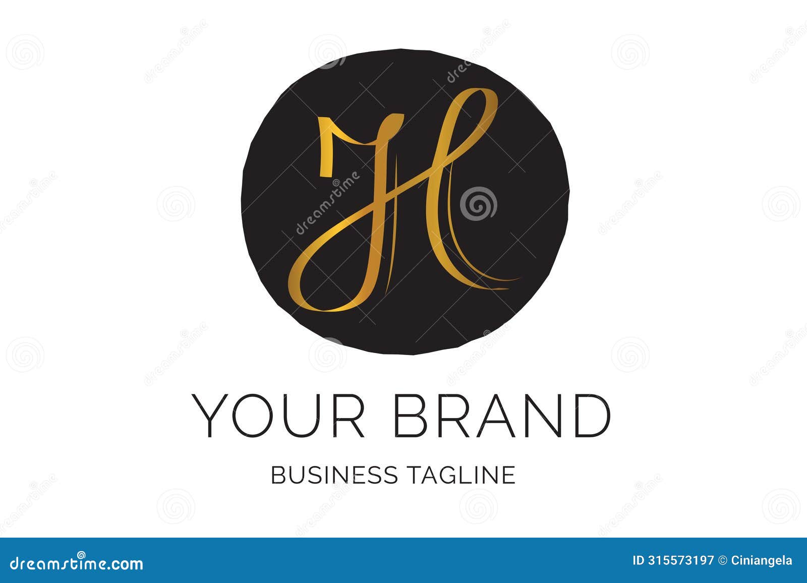 Clean H Letter Abstract Minimal Round Logo Stock Illustration ...