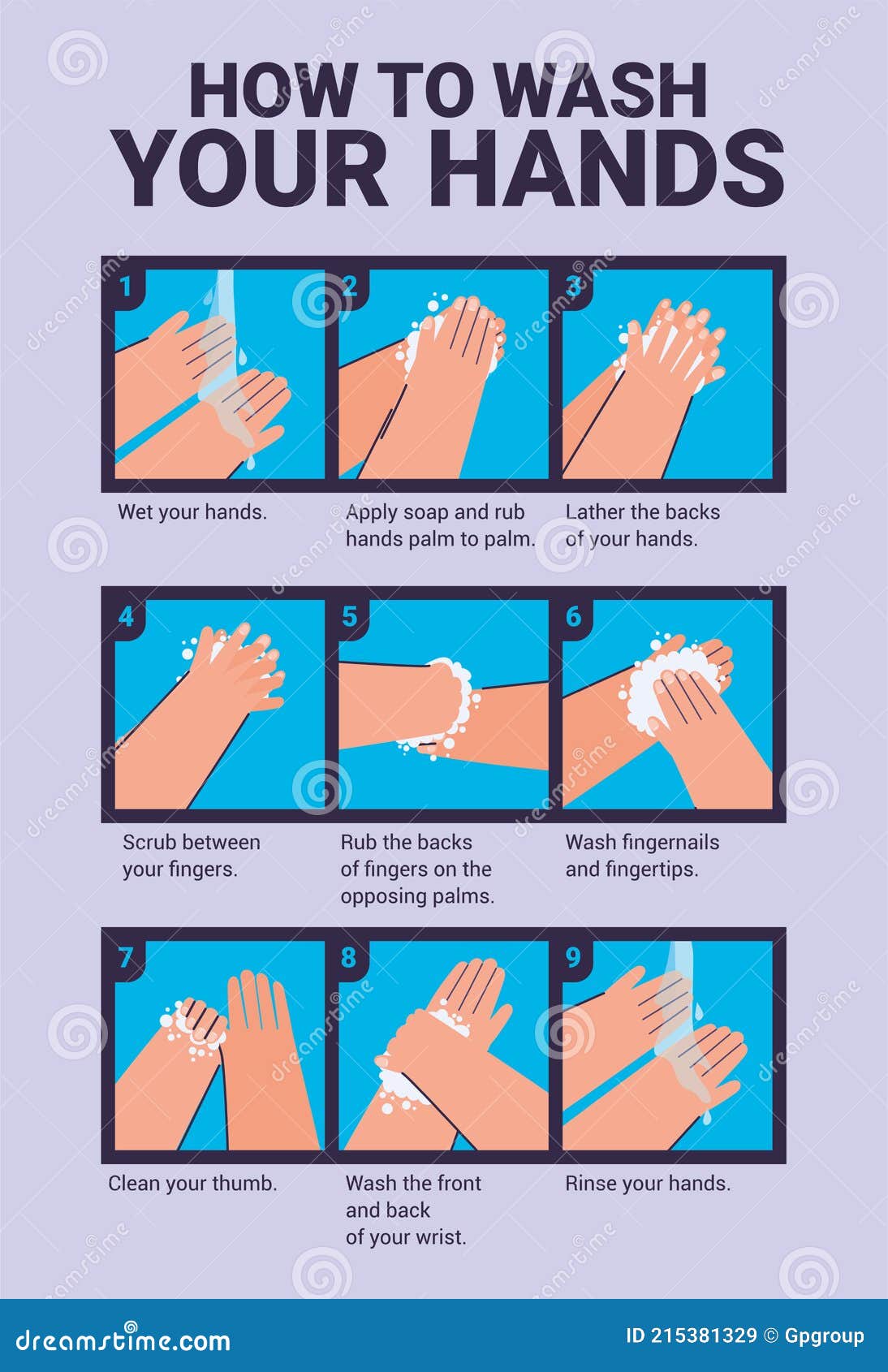 Clean hands instructions stock vector. Illustration of health - 215381329