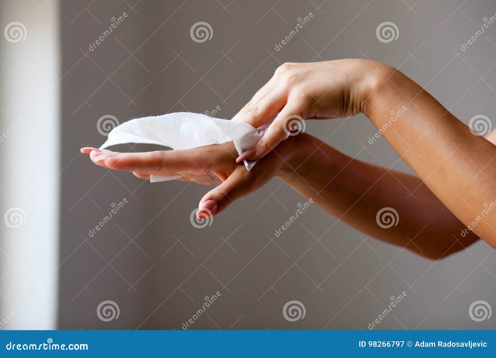 Clean hands with wet wipes stock image. Image of hygienic - 98266797