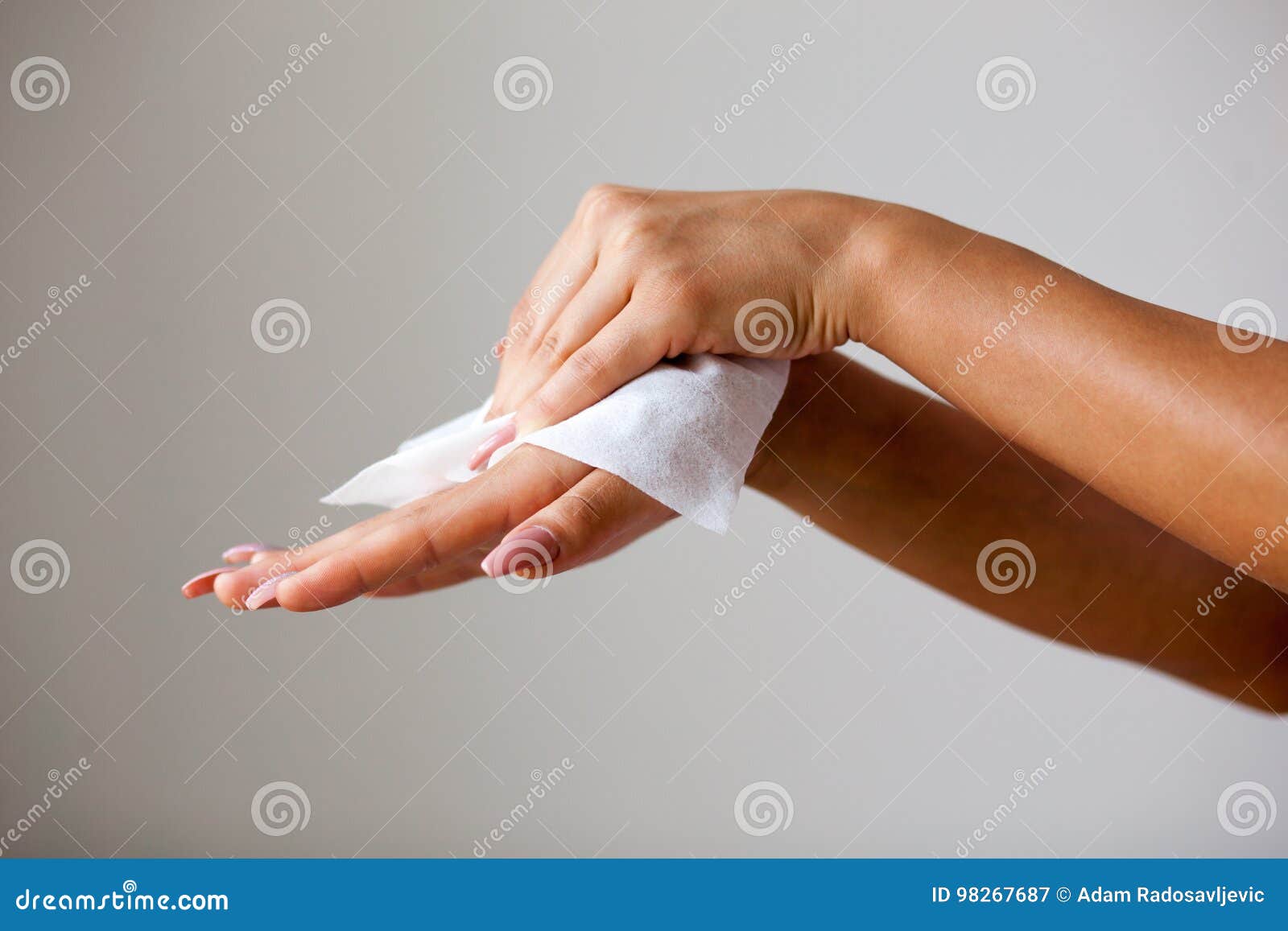 Clean hands with wet wipes stock image. Image of fingernail - 98267687