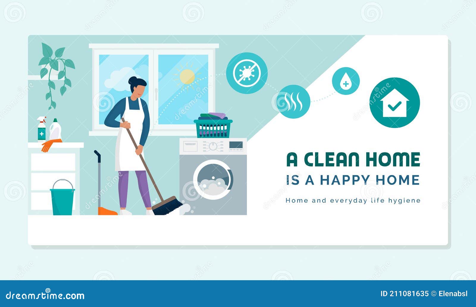 A Clean Home is a Happy Home Stock Vector - Illustration of cleaning ...