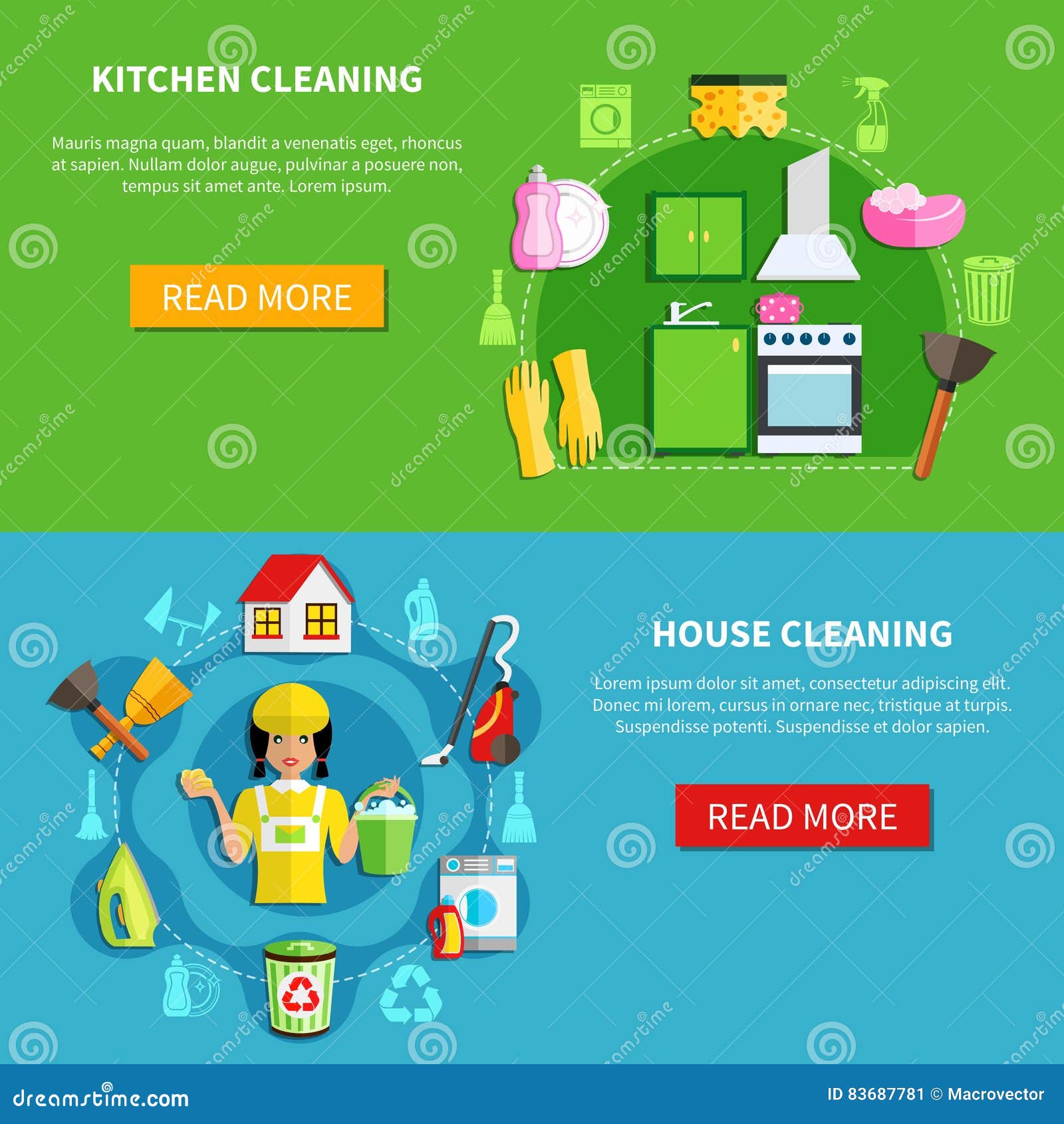 Clean the House Banners stock vector. Illustration of decorative - 83687781