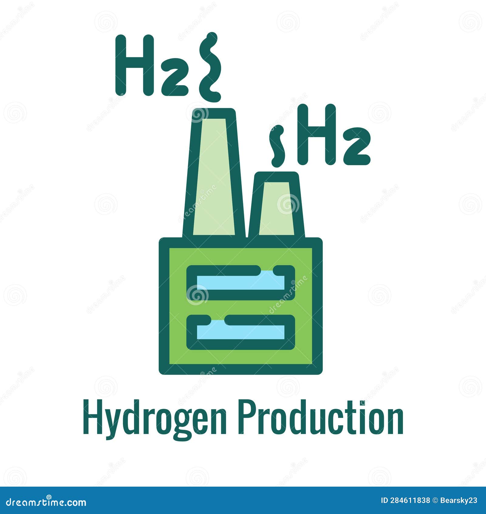 Clean Hydrogen Production As Green Energy Icon Set Stock Illustration ...
