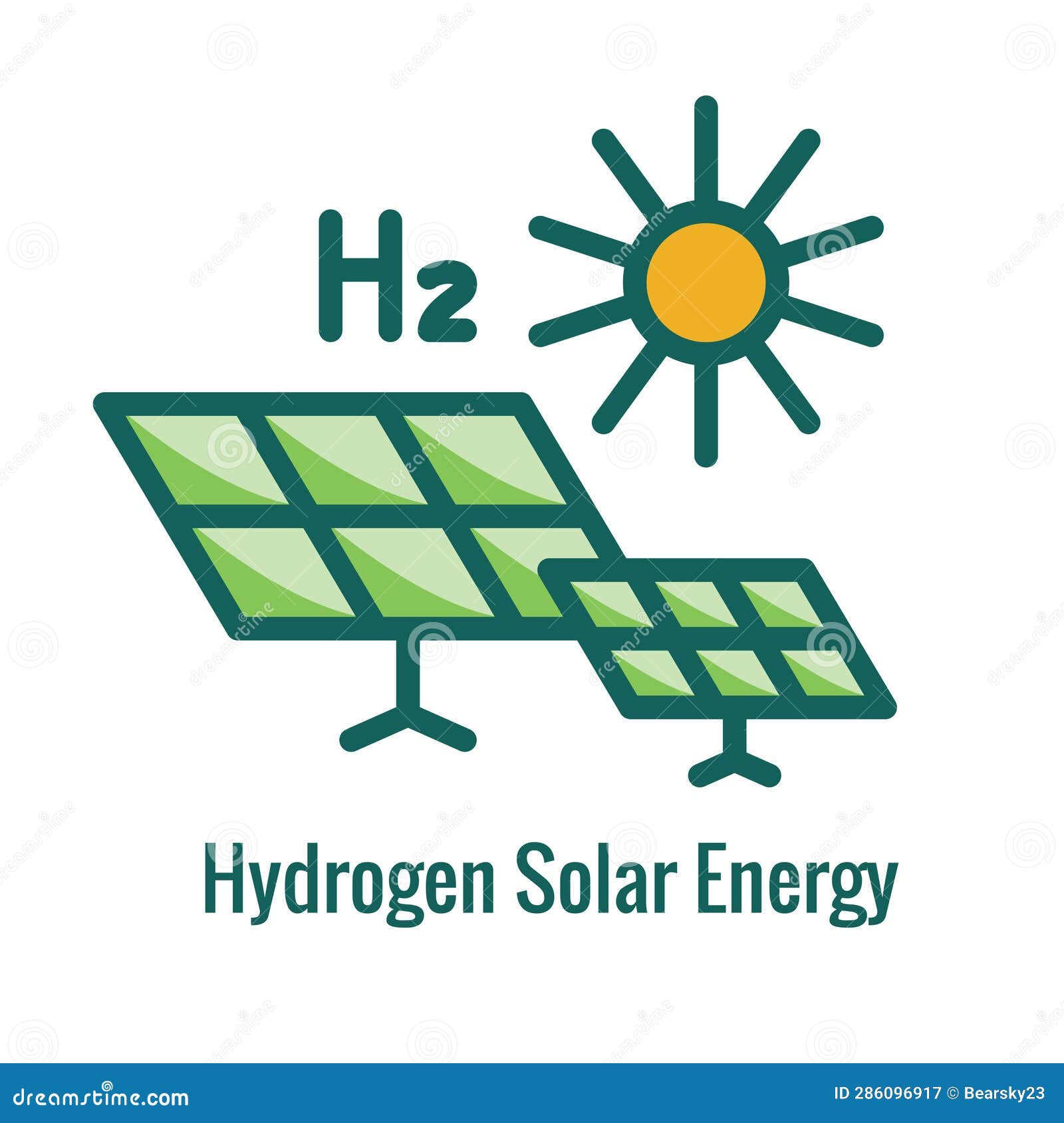 Clean Hydrogen Production As Green Energy Icon Set Stock Illustration ...