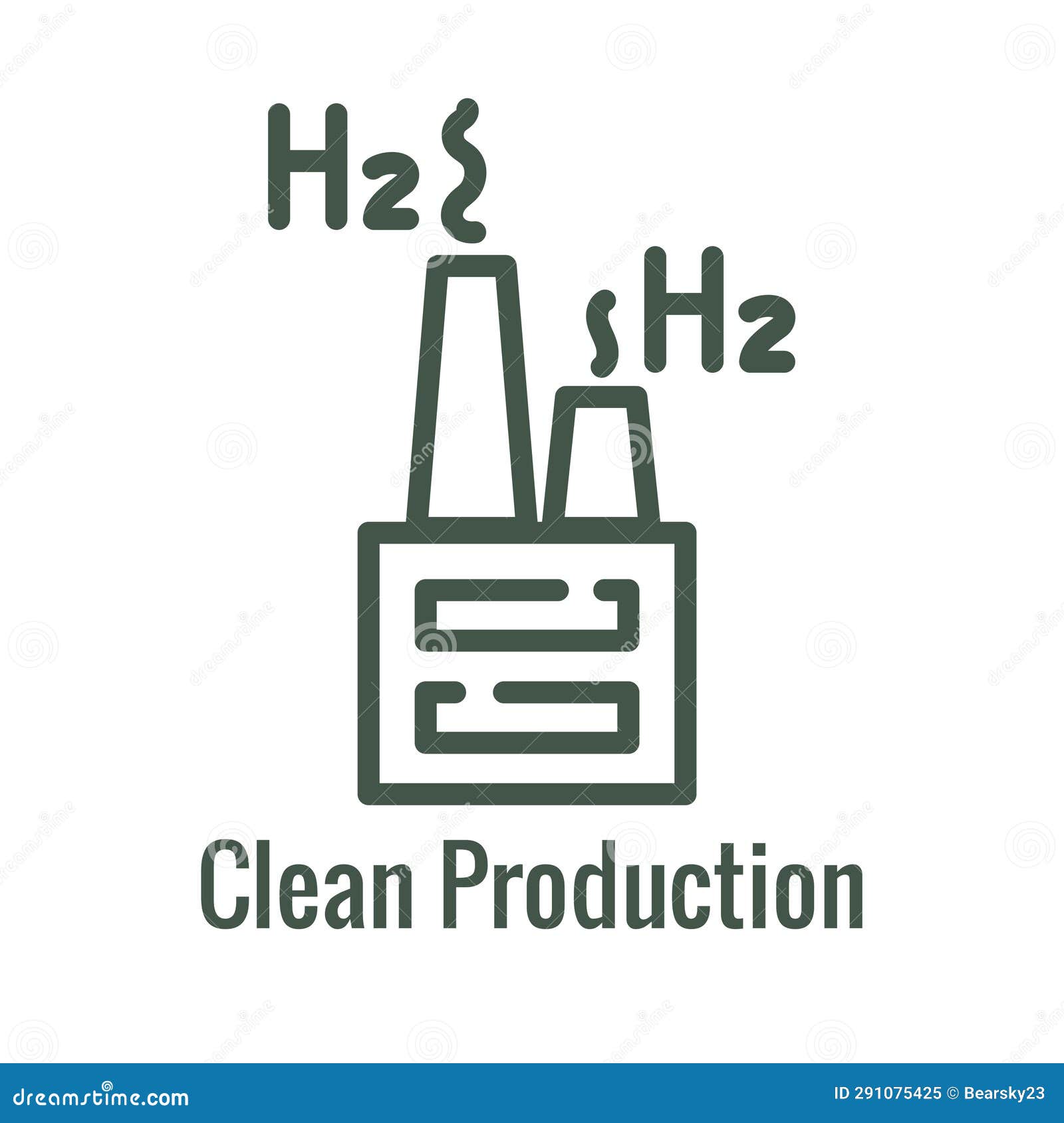 Clean Hydrogen Production As Green Energy Icon Set Stock Illustration ...