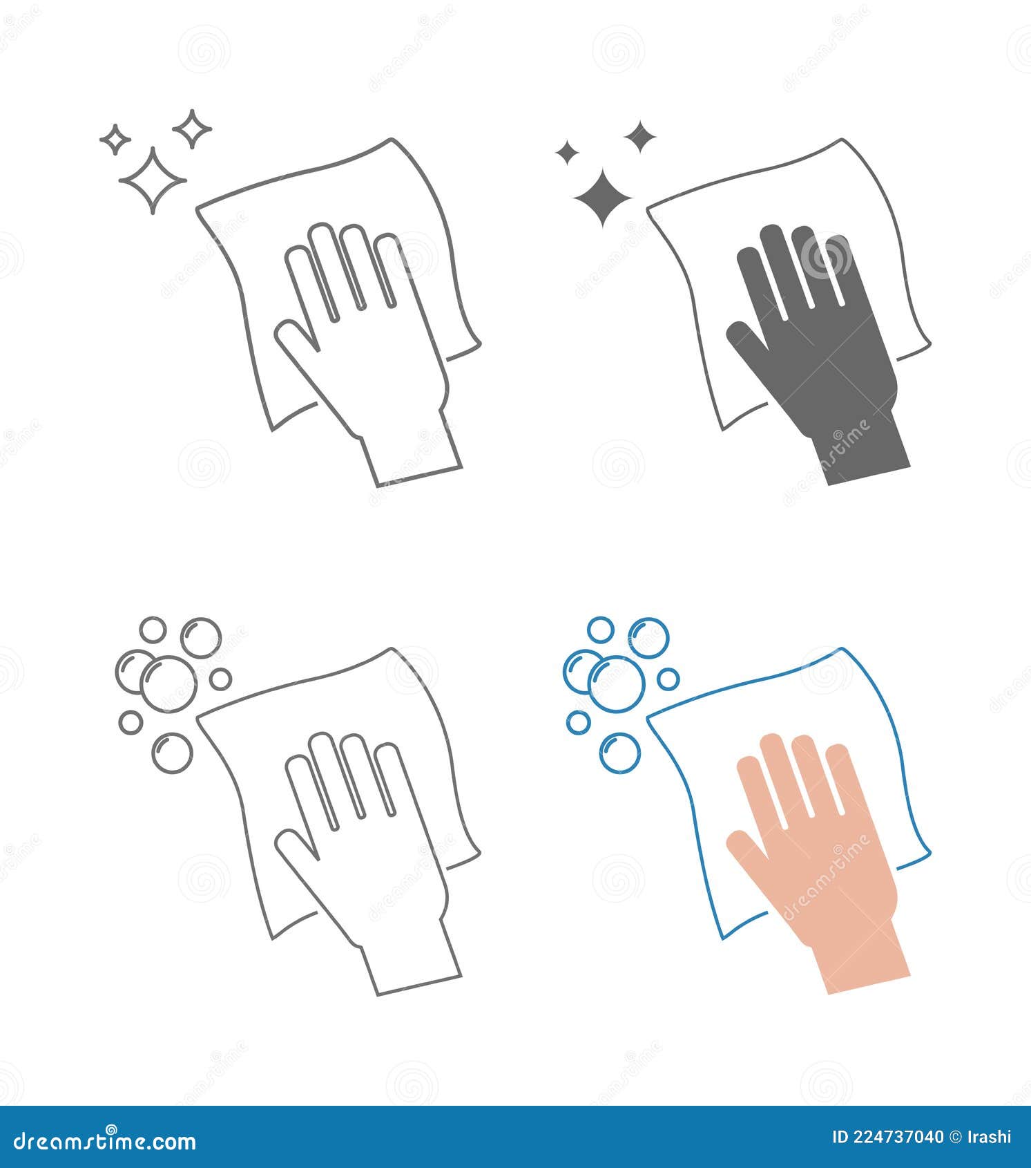 Clean Icon with Hand and Rag Stock Vector - Illustration of star, line ...