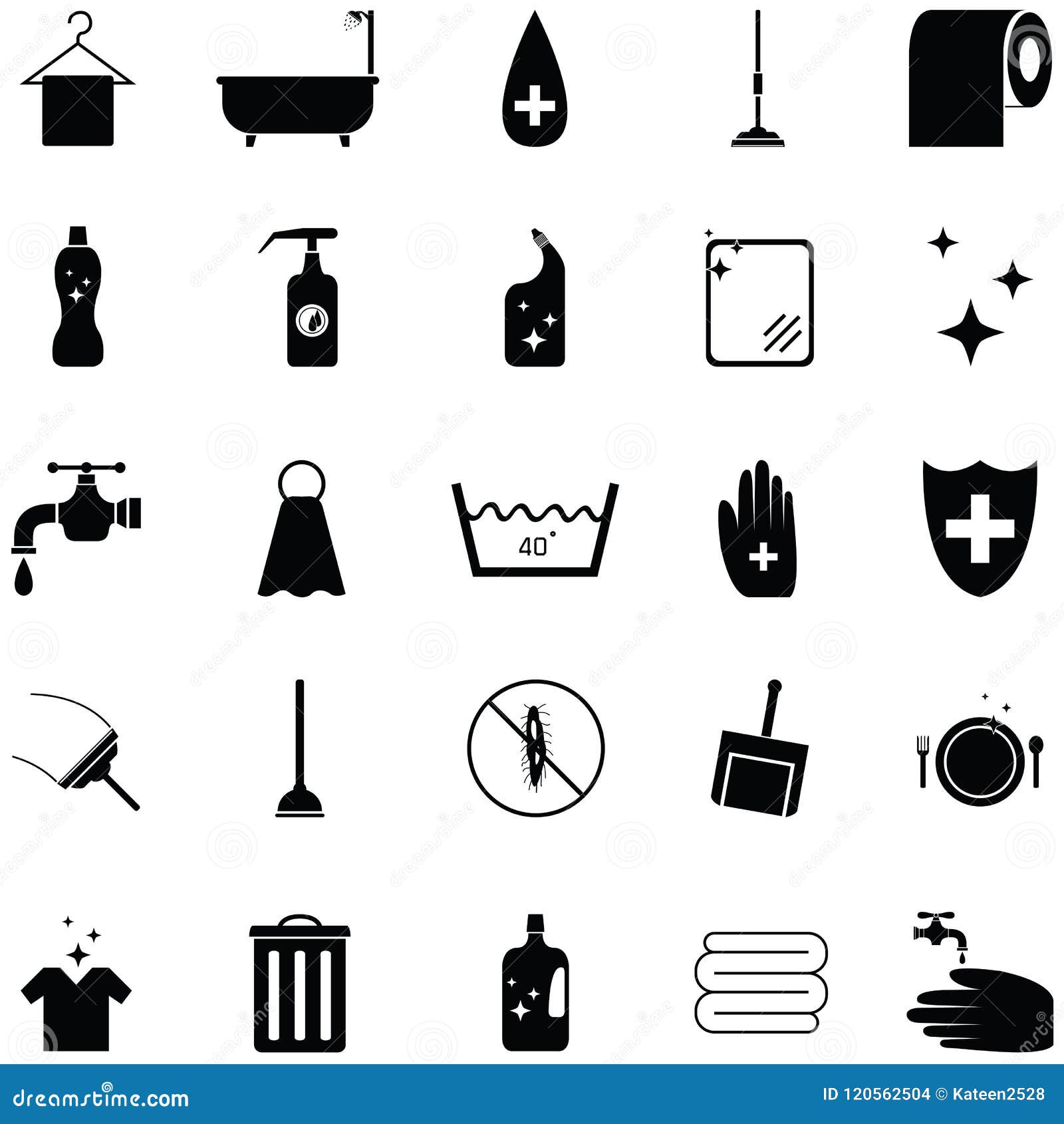 Clean icon set stock vector. Illustration of icon, clean - 120562504