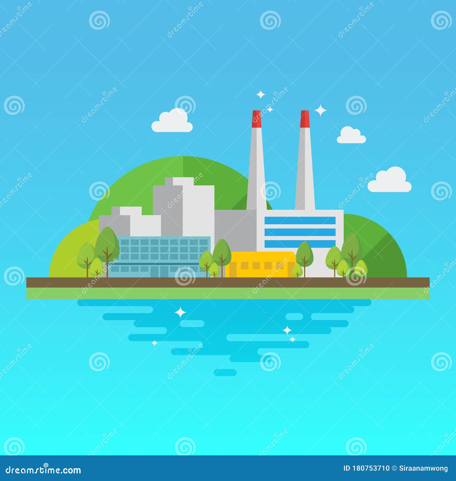 Clean industrial building stock vector. Illustration of heavy - 180753710