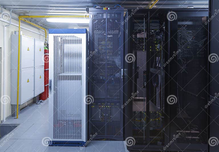 Clean Industrial Interior Rack Server Hardware Room in Data Center ...