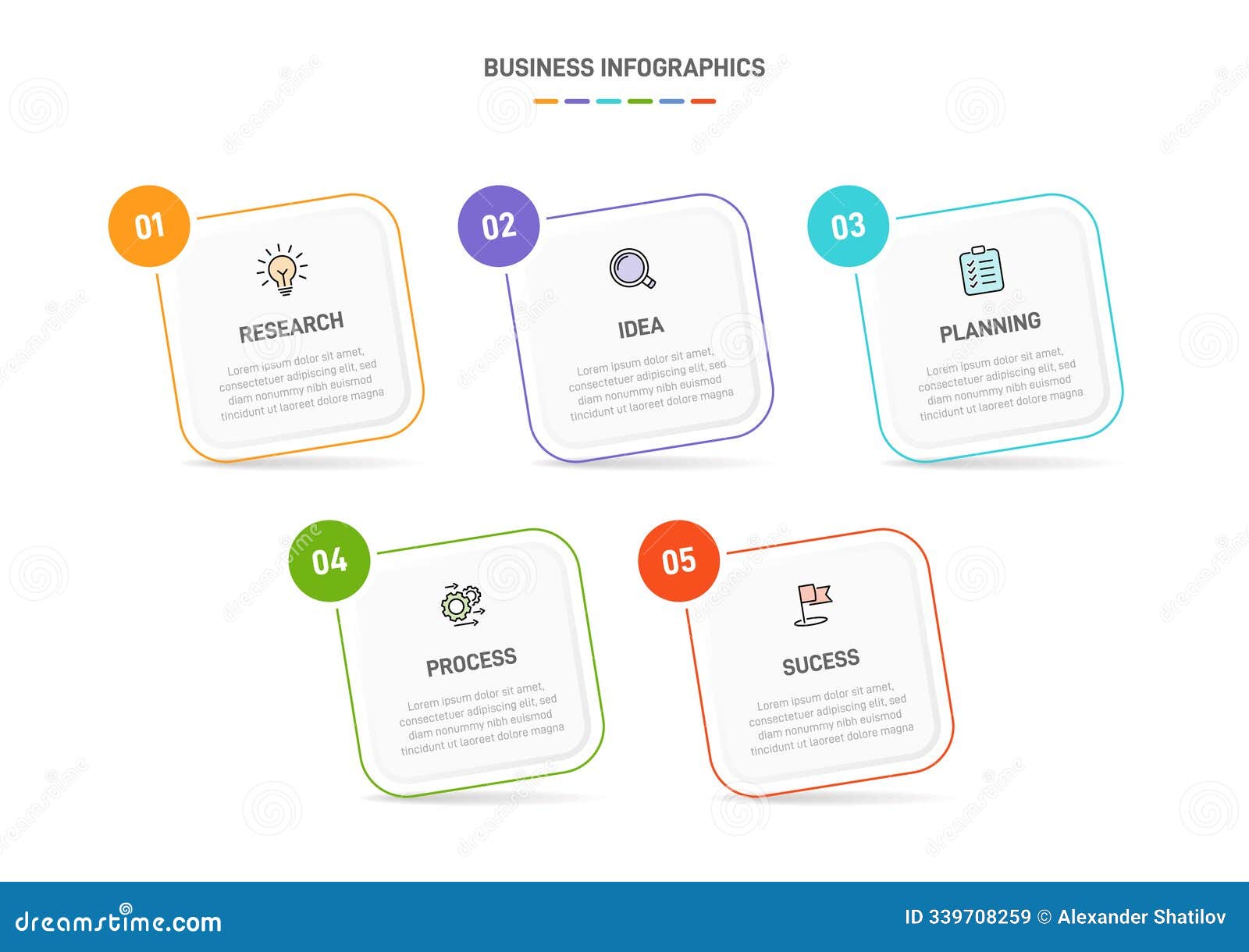 5 Clean Infographic Design Shaped Elements Template, Symbolizing the ...