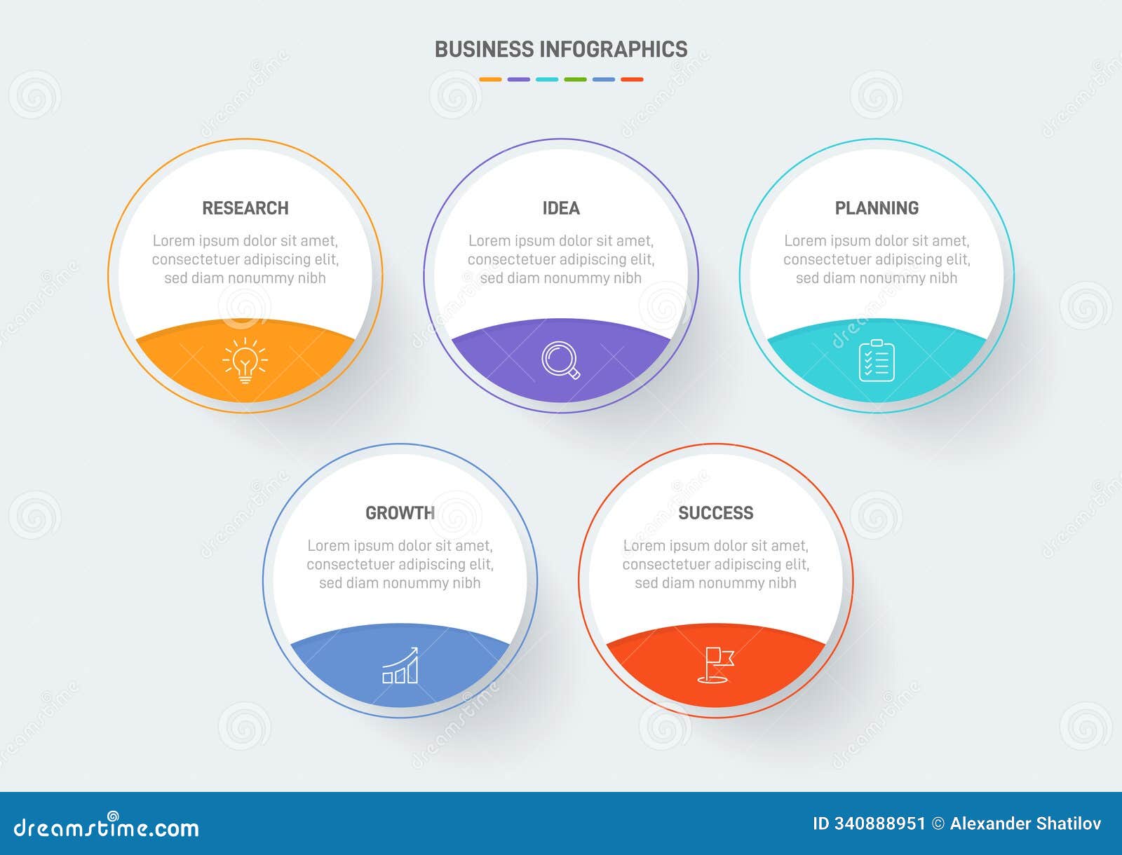 5 Clean Infographic Design Shaped Elements Template, Symbolizing the ...