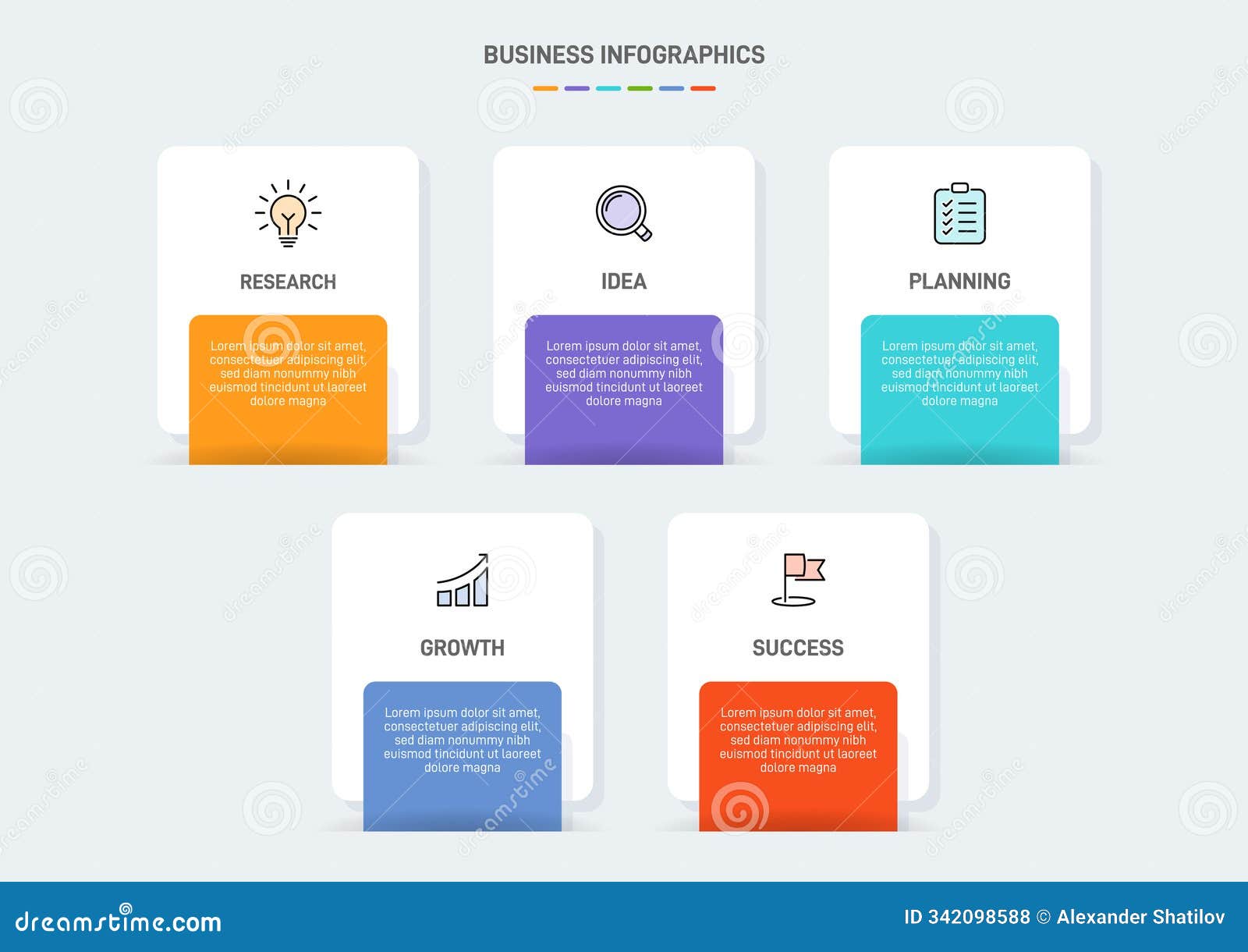 5 Clean Infographic Design Shaped Elements Template, Symbolizing the ...