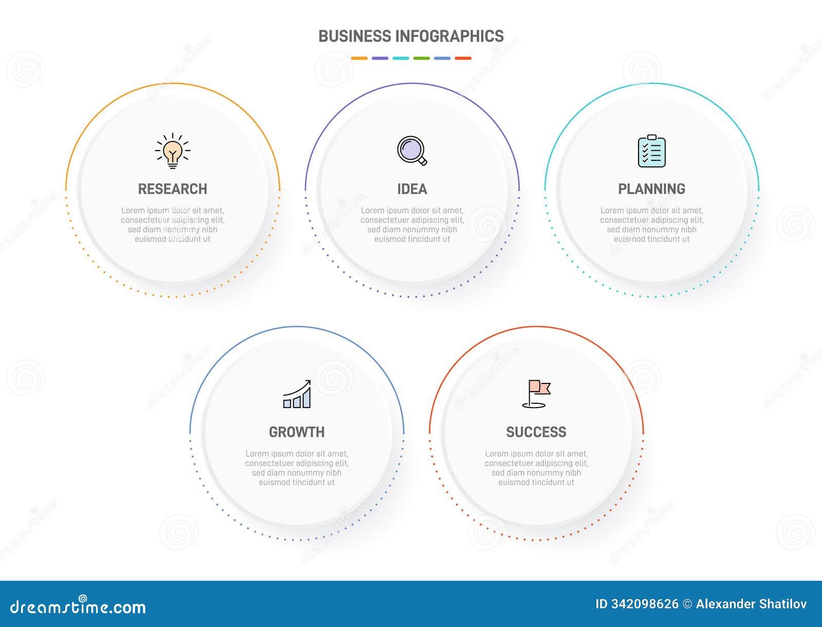 5 Clean Infographic Design Shaped Elements Template, Symbolizing the ...