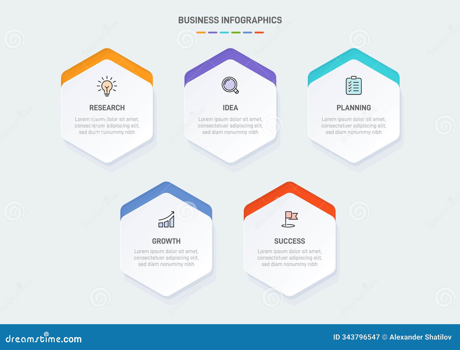 5 Clean Infographic Design Shaped Elements Template, Symbolizing the ...