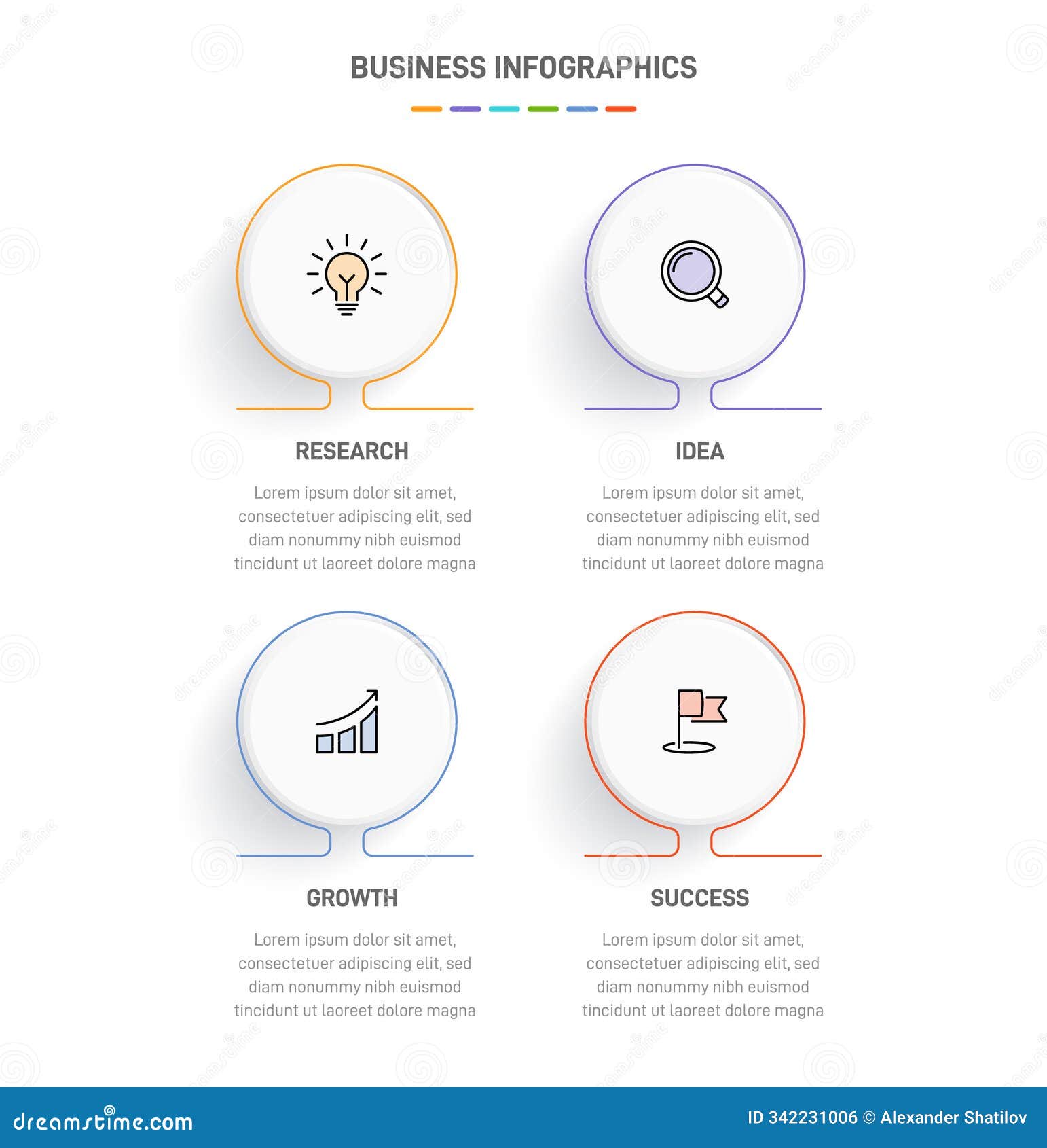 4 Clean Infographic Design Shaped Elements Template, Symbolizing the ...
