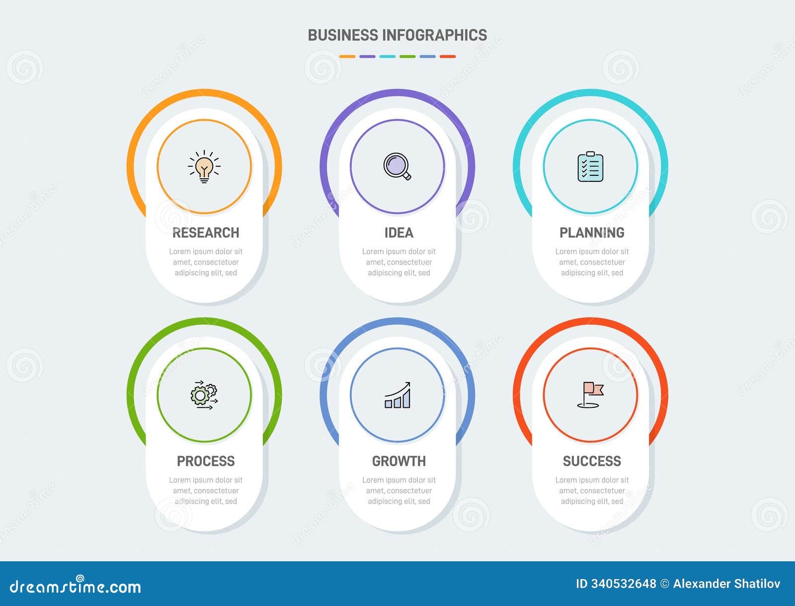 6 Clean Infographic Design Shaped Elements Template, Symbolizing the ...