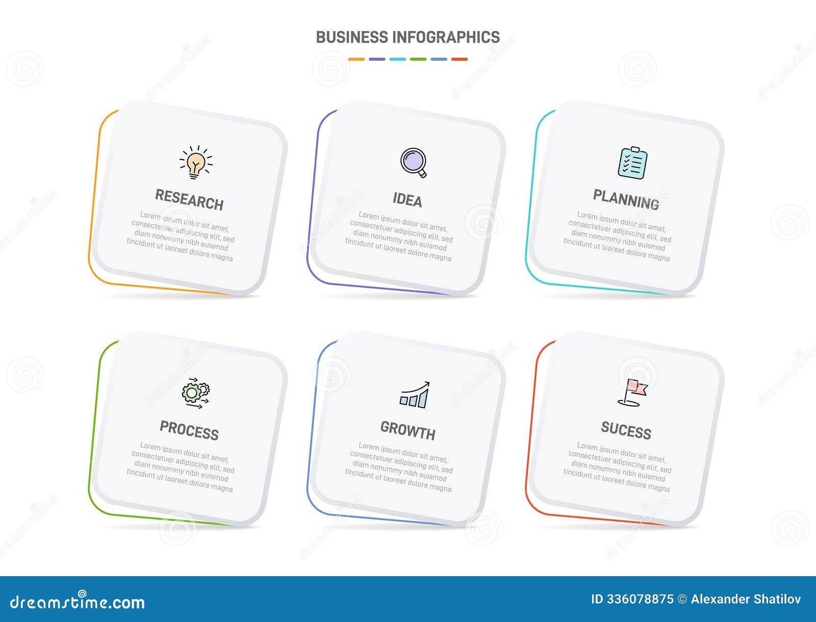 6 Clean Infographic Design Shaped Elements Template, Symbolizing the ...