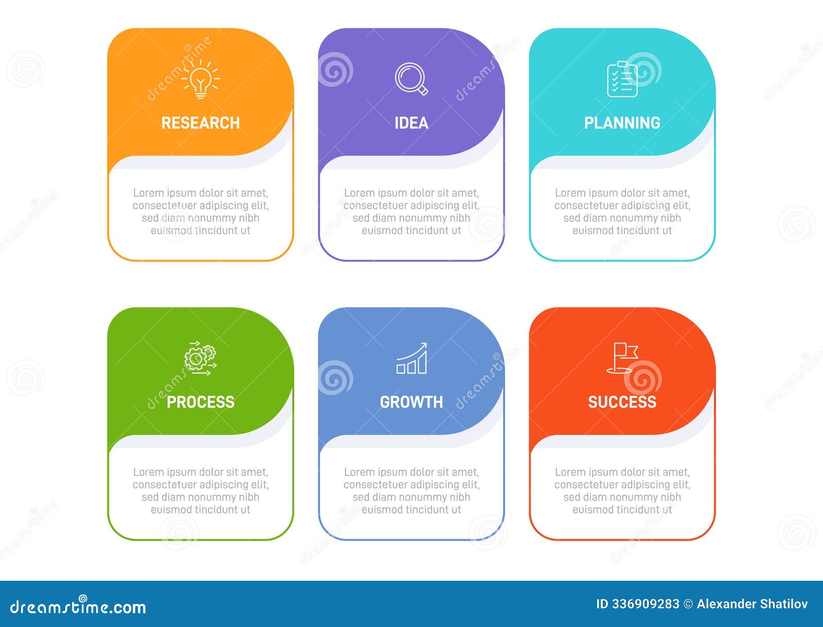 6 Clean Infographic Design Shaped Elements Template, Symbolizing the ...