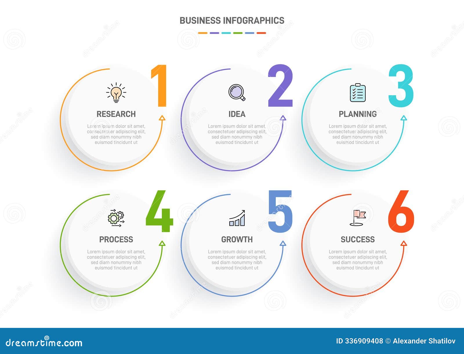 6 Clean Infographic Design Shaped Elements Template, Symbolizing the ...