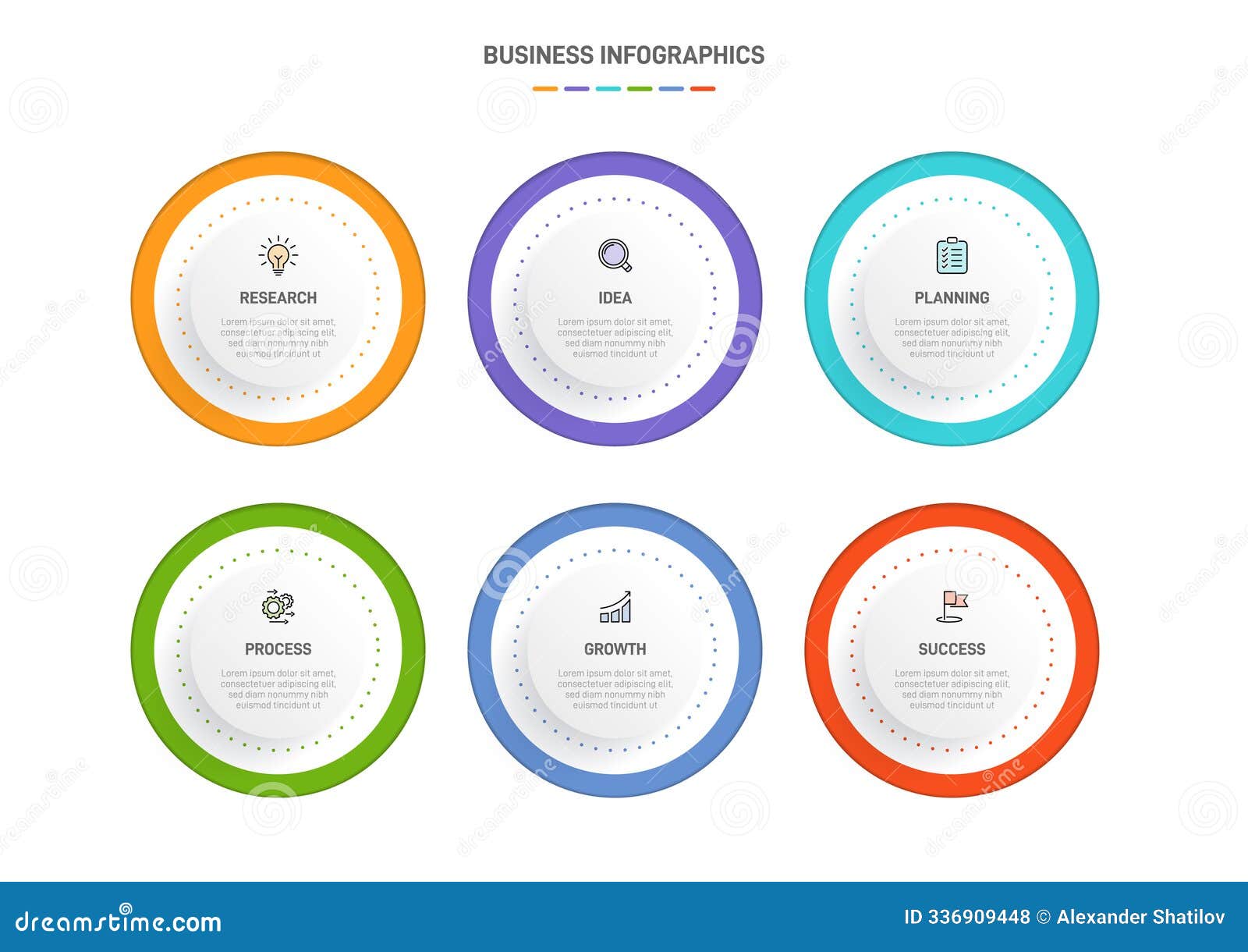 6 Clean Infographic Design Shaped Elements Template, Symbolizing the ...