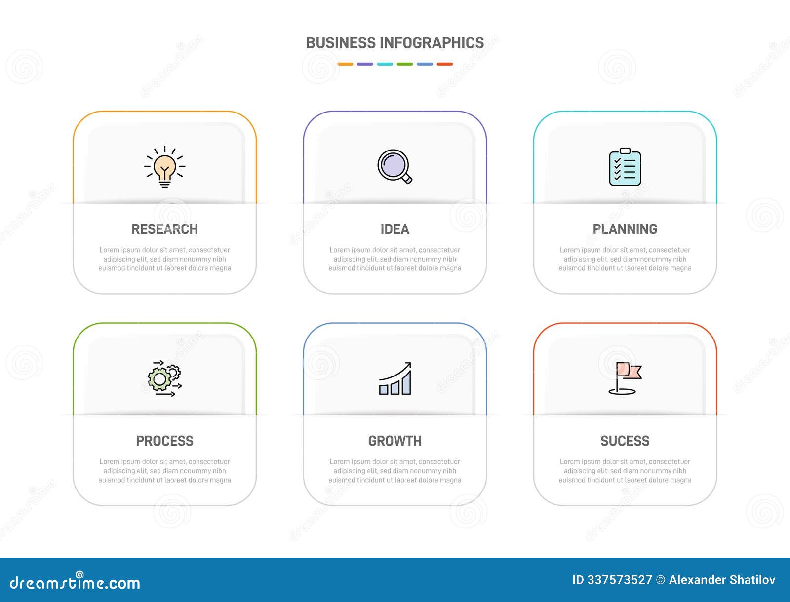 6 Clean Infographic Design Shaped Elements Template, Symbolizing the ...