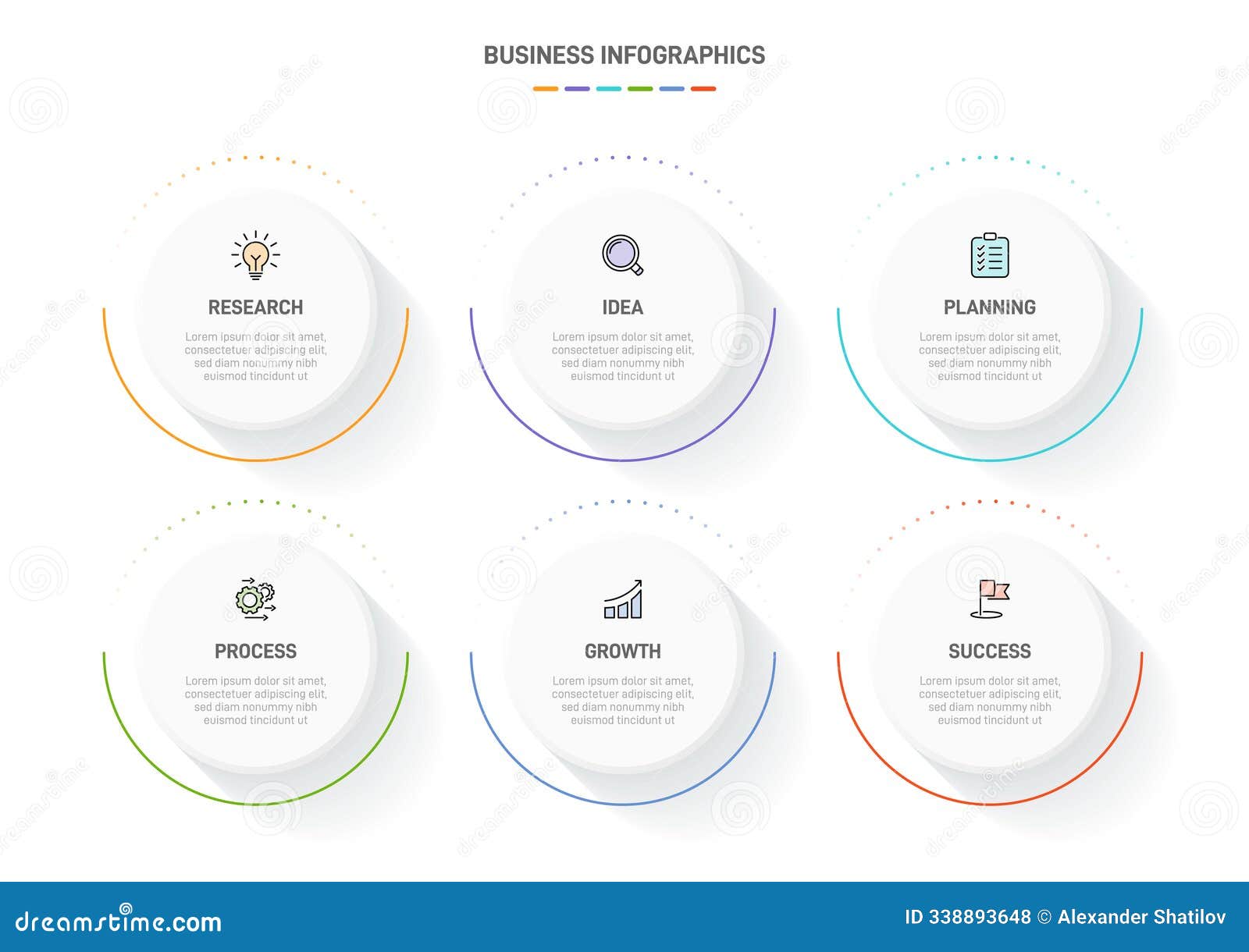 6 Clean Infographic Design Shaped Elements Template, Symbolizing the ...