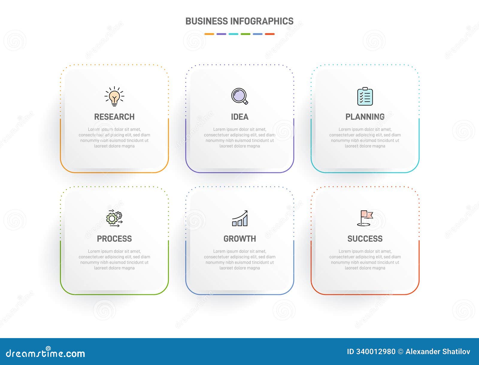 6 Clean Infographic Design Shaped Elements Template, Symbolizing the ...