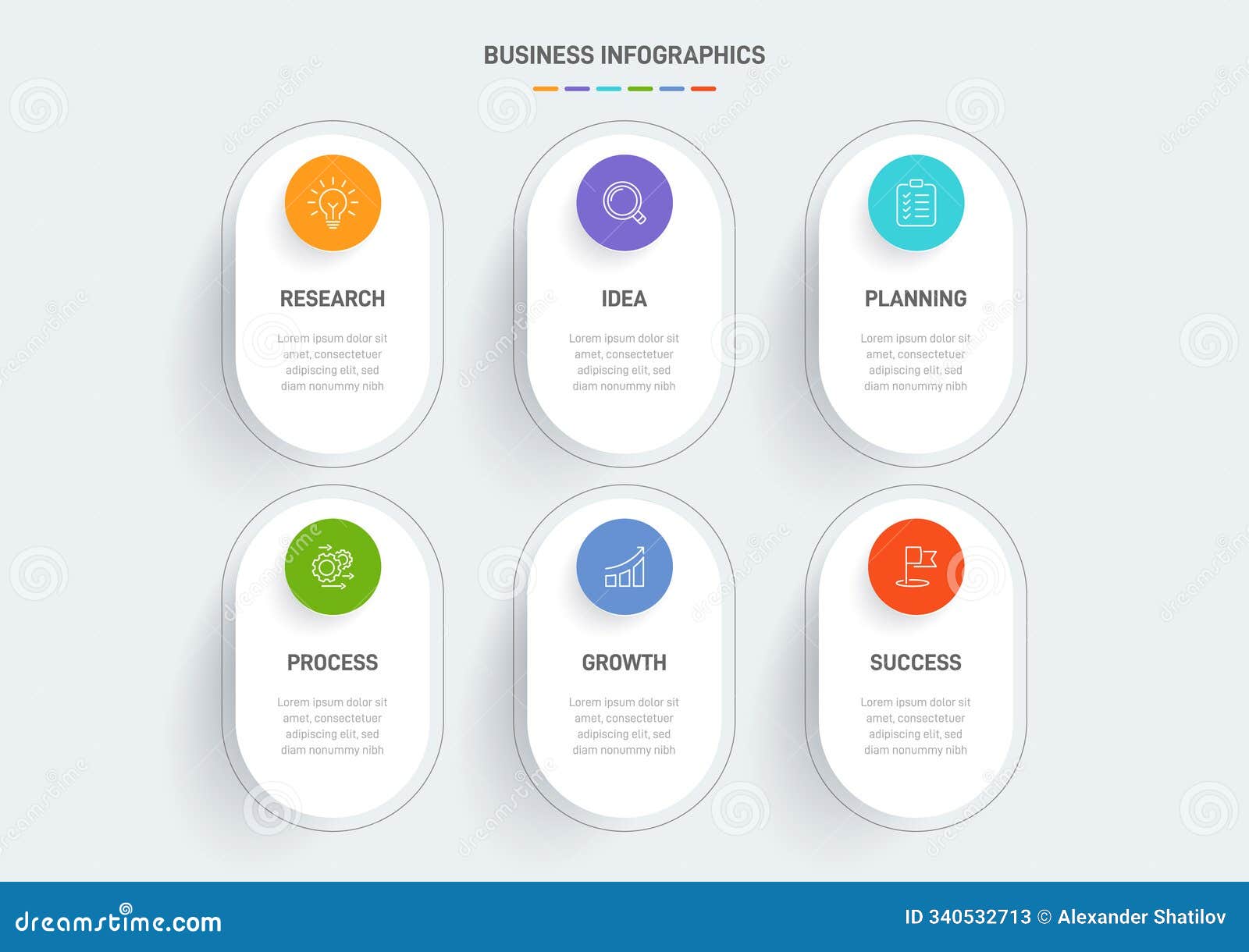 6 Clean Infographic Design Shaped Elements Template, Symbolizing the ...