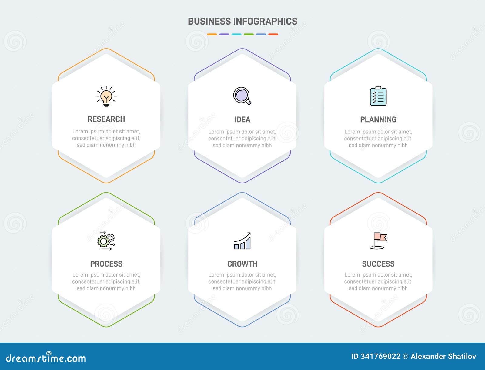 6 Clean Infographic Design Shaped Elements Template, Symbolizing the ...
