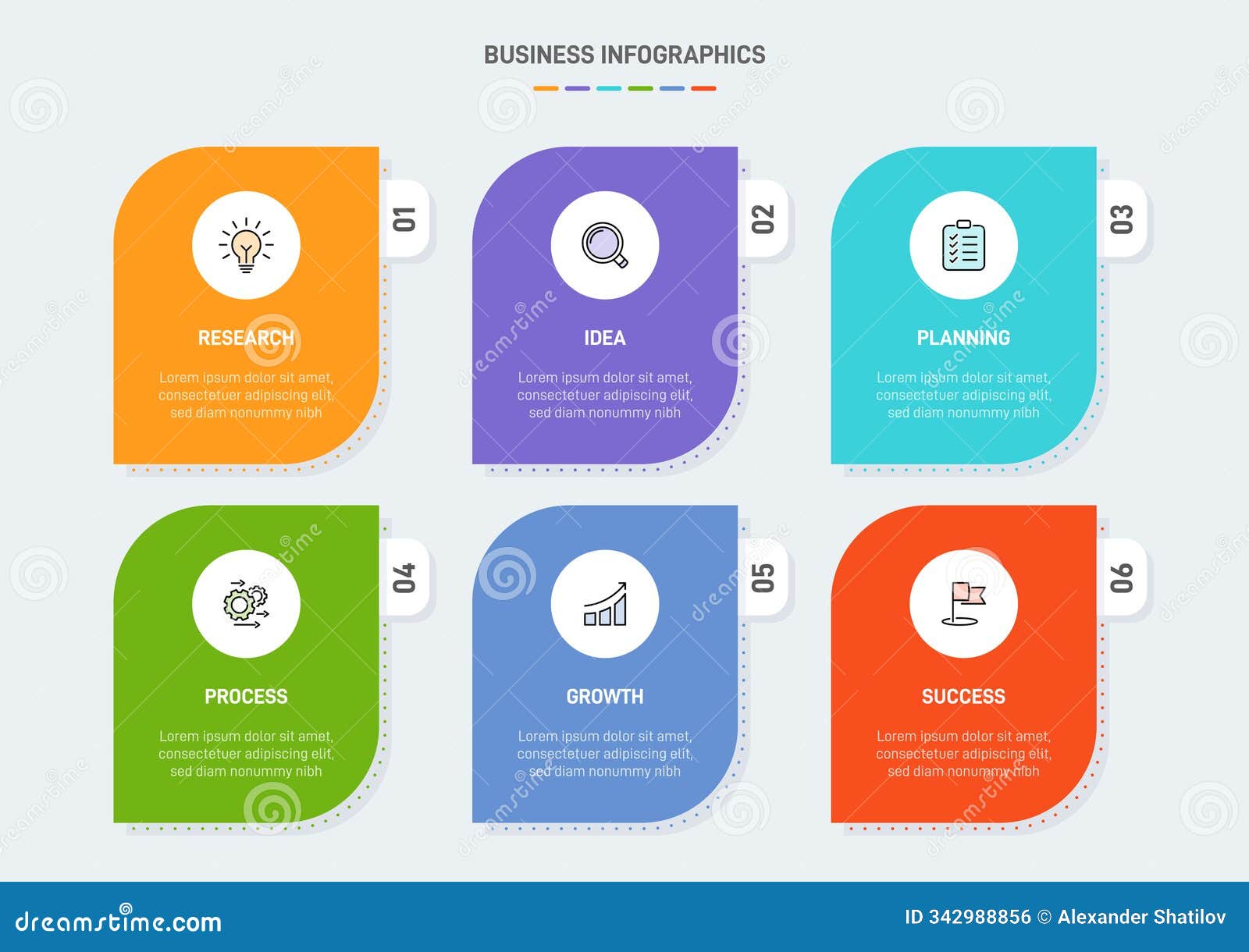6 Clean Infographic Design Shaped Elements Template, Symbolizing the ...