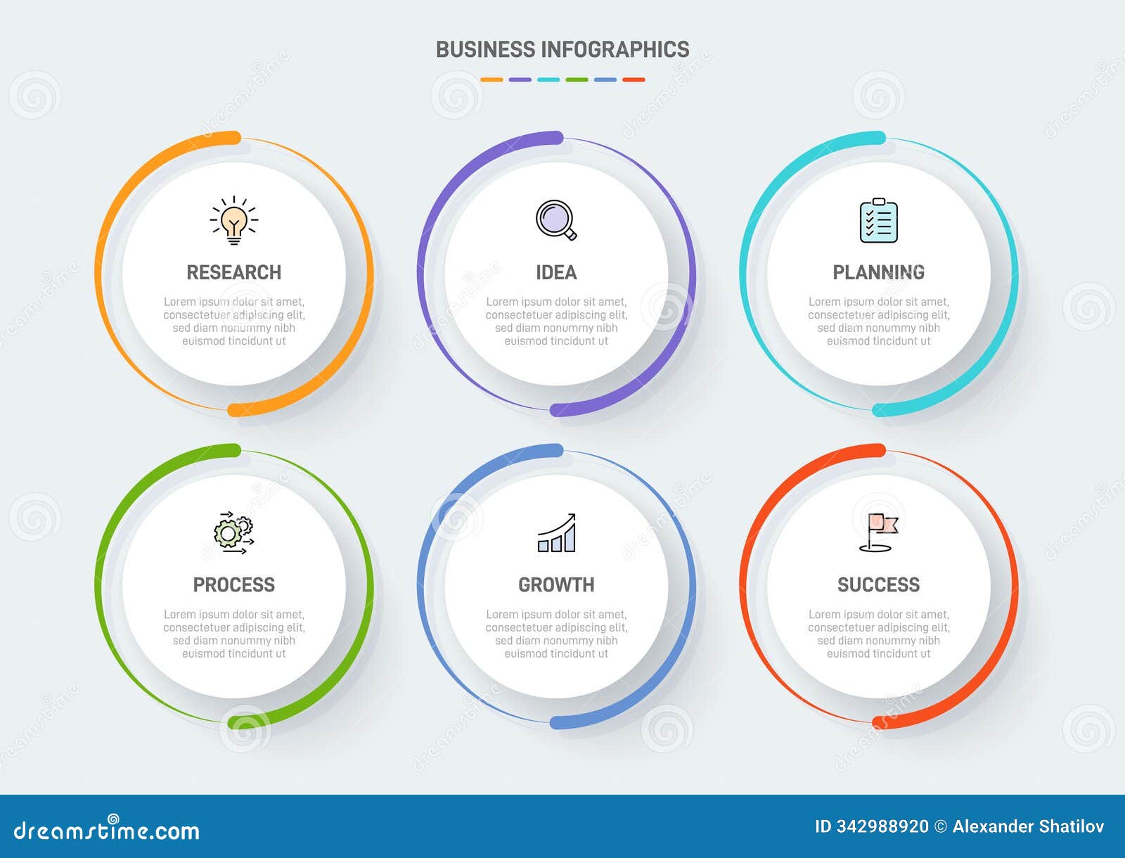6 Clean Infographic Design Shaped Elements Template, Symbolizing the ...