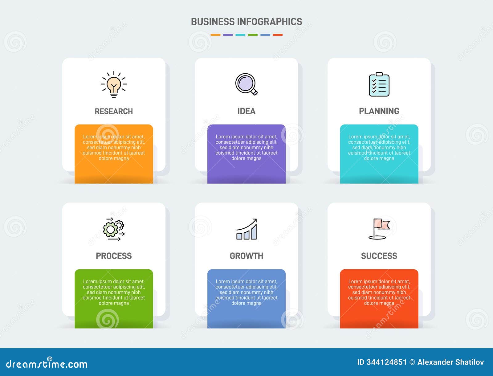 6 Clean Infographic Design Shaped Elements Template, Symbolizing the ...