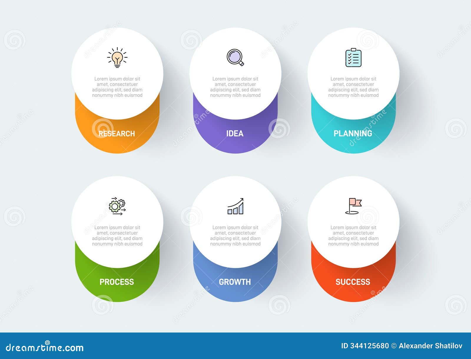6 Clean Infographic Design Shaped Elements Template, Symbolizing the ...