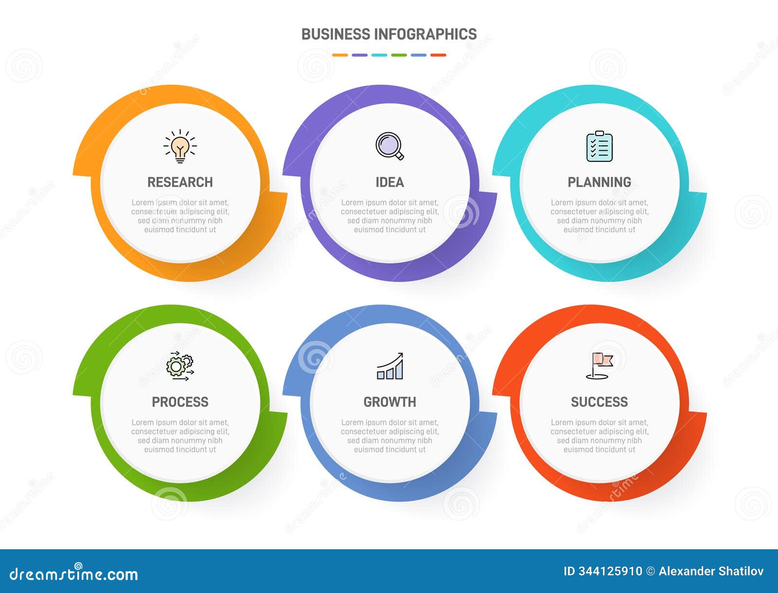 6 Clean Infographic Design Shaped Elements Template, Symbolizing the ...