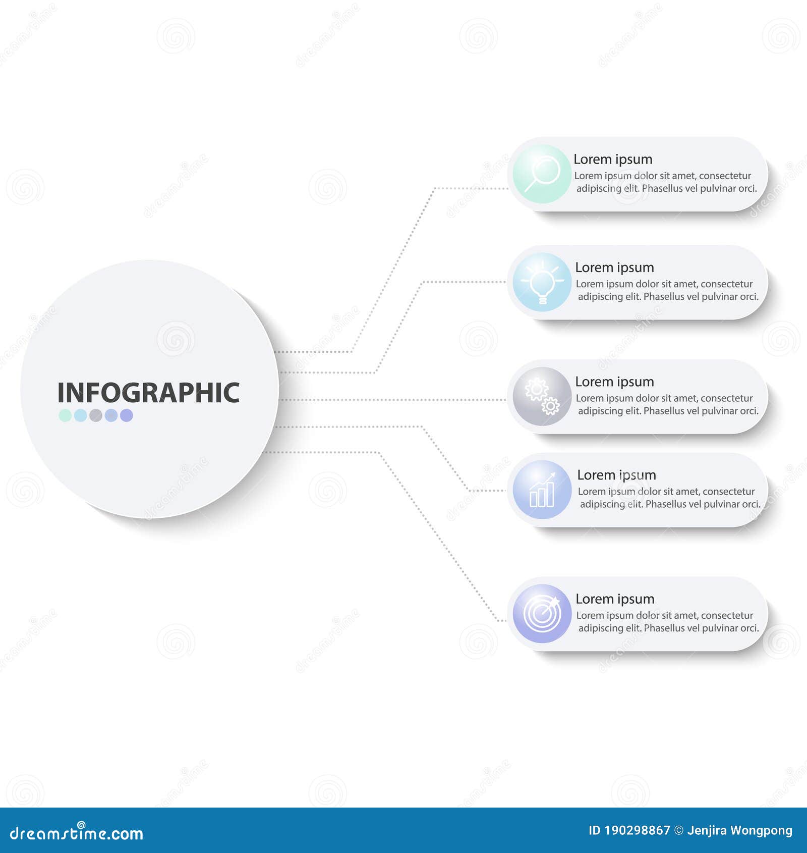 Clean Infographic with Five Options Stock Vector - Illustration of ...