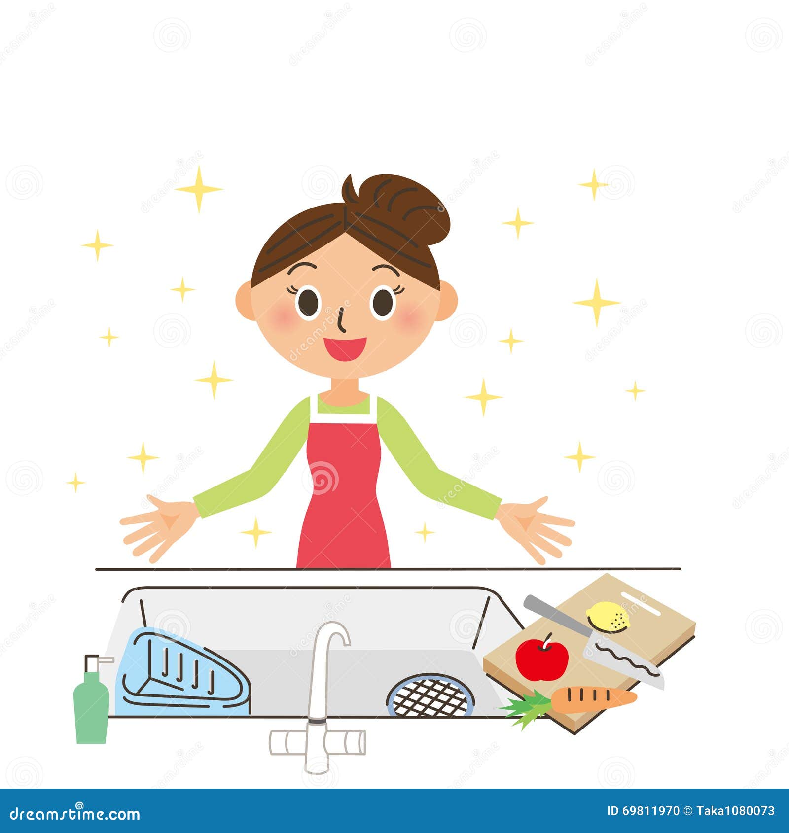 Clean kitchen stock vector. Illustration of vector, life - 69811970