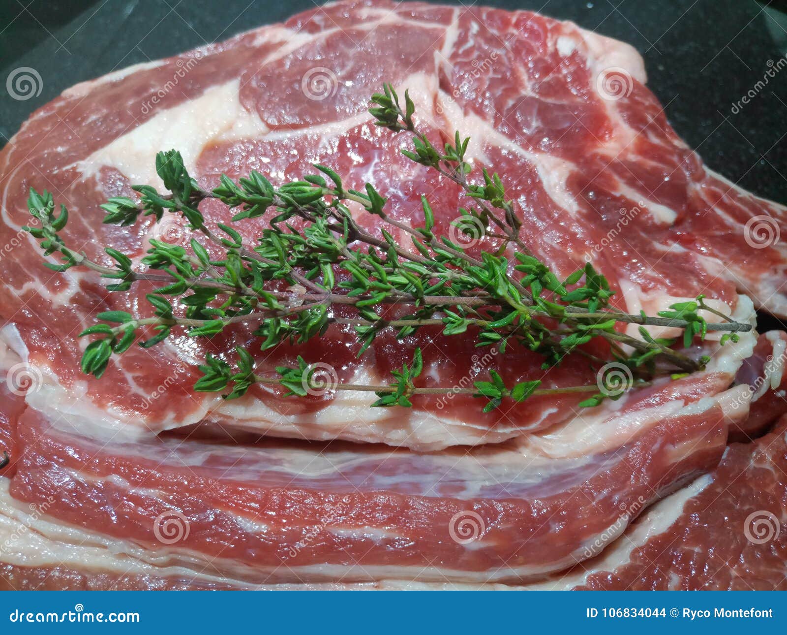 Organic Rosemary on Raw Beef Carvery Stock Photo - Image of organic ...