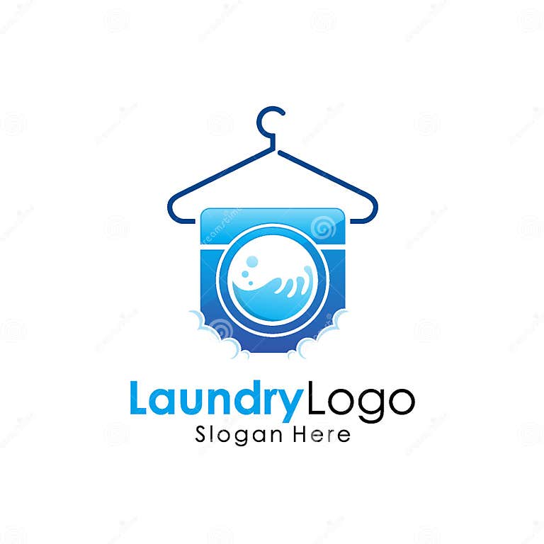 Clean Laundry Logo Design Concept Stock Illustration - Illustration of ...