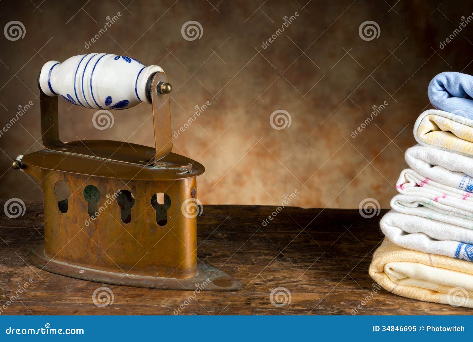 Clean laundry and old iron stock image. Image of home - 34846695