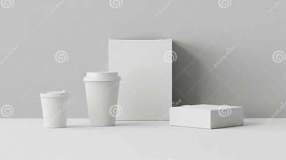 A Clean Layout Displays Minimalist White Packaging with Coffee Cups and ...
