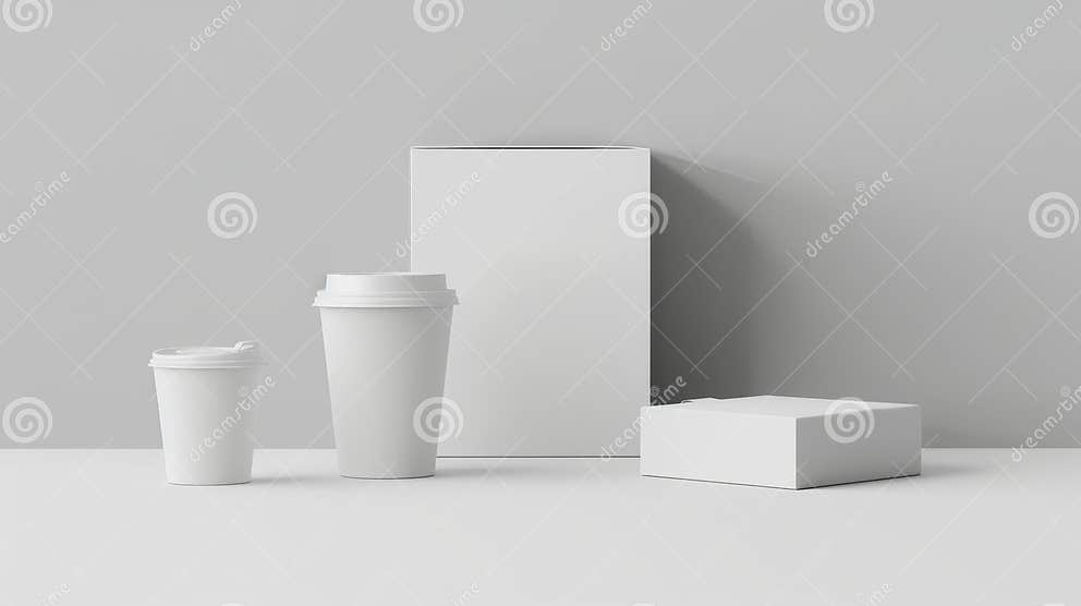 A Clean Layout Displays Minimalist White Packaging with Coffee Cups and ...